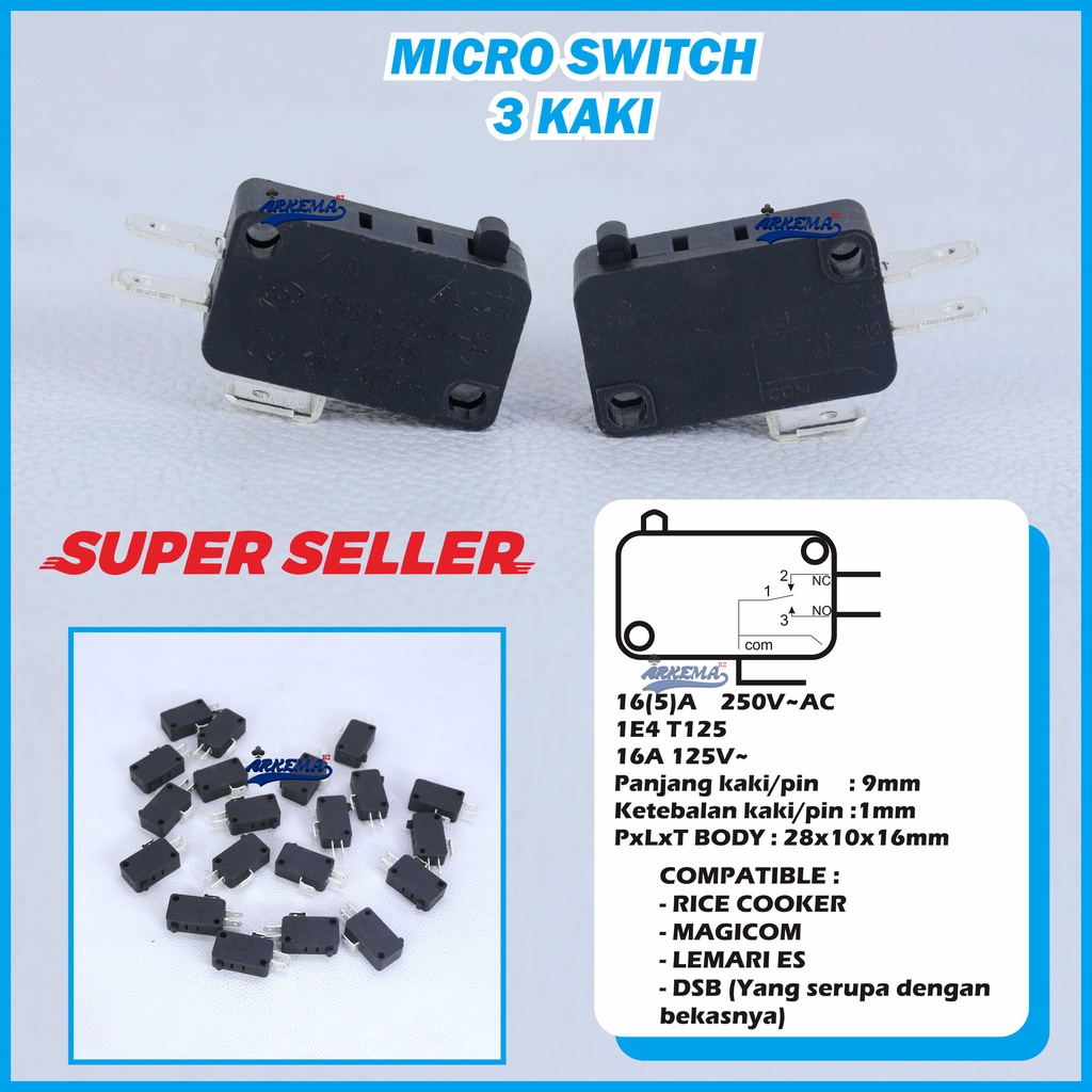 Jual MICRO SWITCH 3 PIN | 3 KAKI | TIGA KAKI RICE COOKER PENANAK NASI | SAKLAR KECIL OTOMATIS ...