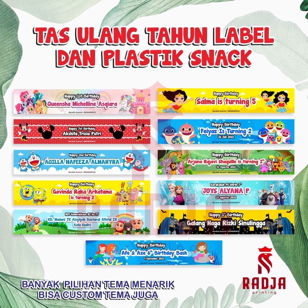 Jual Tas Ultah Label dan Plastik Snack Custom (minimal order 15pcs ...