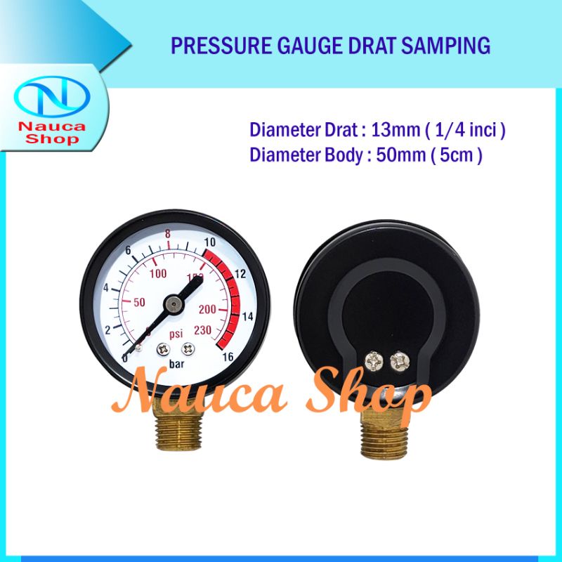 Jual PRESSURE GAUGE DRAT SAMPING ( DRAT 1/4 ) ALAT UKUR TEKANAN POMPA AIR | Shopee Indonesia