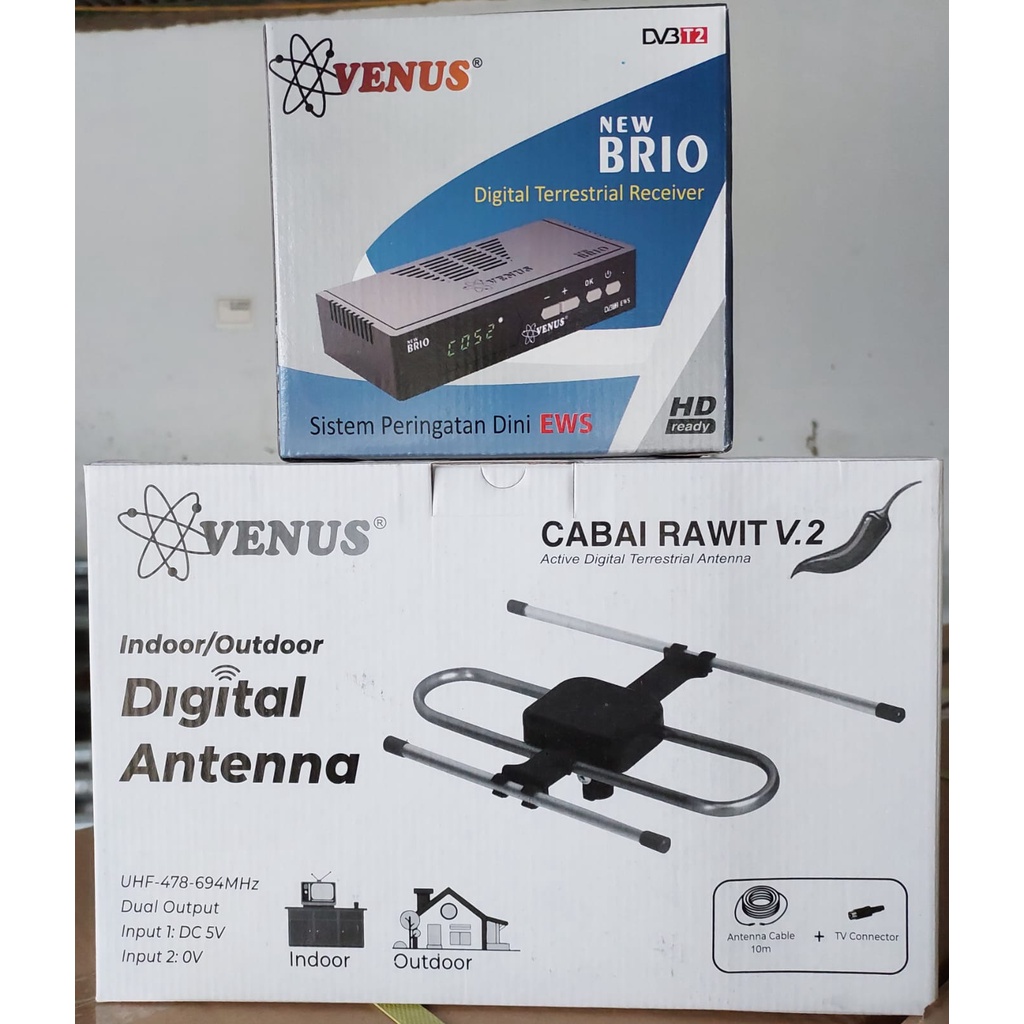 Jual SET TOP BOX DVBT2 Paket Receiver TV VENUS Cabai Rawit + Antena ...