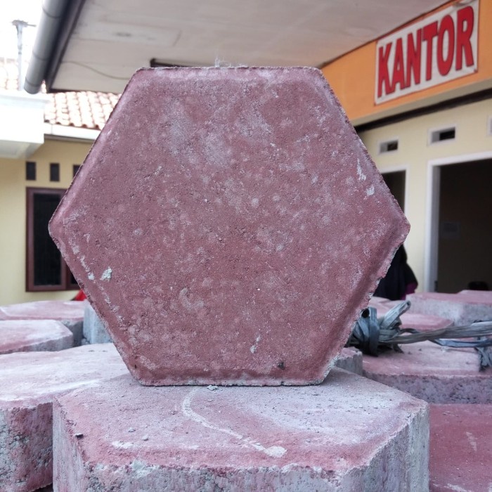 Jual PAVING Block konblok Hexagon Merah press hidrolik k250 kuaaattt ...