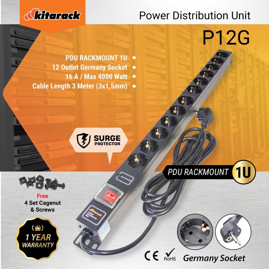 Jual P12G Colokan Listrik Stop Kontak 12 Outlet PDU12G PDU Rack Server ...