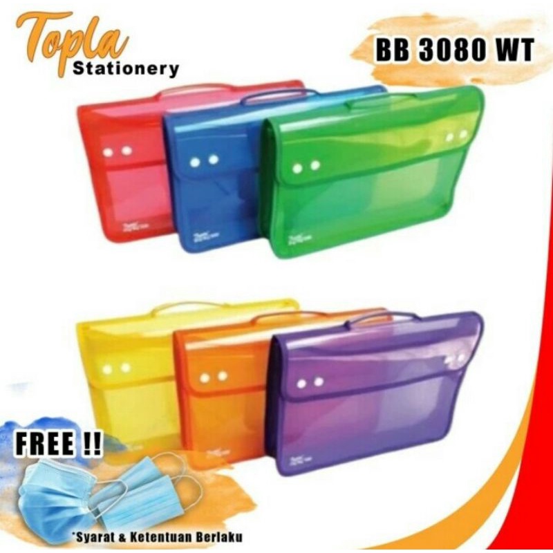 Jual Map Plastik Zipper Bag Kancing Empat Folio Topla 3080 dan 3090 d - Brief Bag | Shopee Indonesia