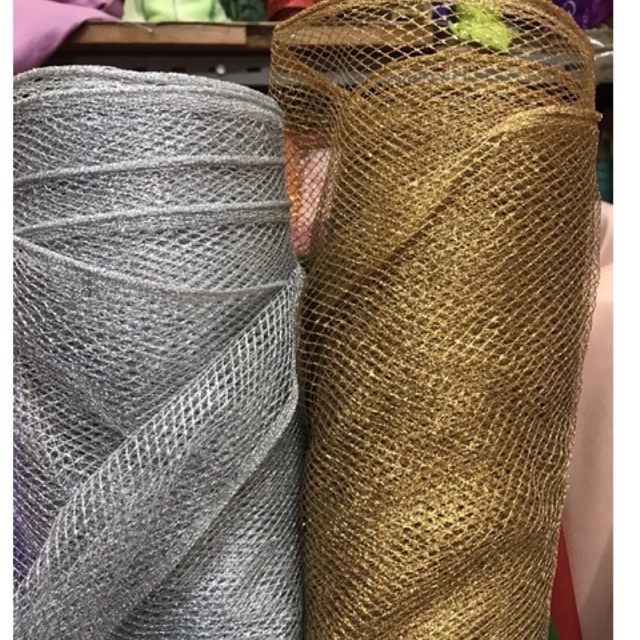 Jual Bahan Lame jala/Kain Lame jaring/Gold/Silver jala | Shopee Indonesia
