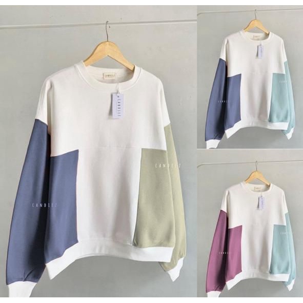 Jual FUZI COMBIE SWEATER THREE COLOUR WANITA BAHAN FLECEE | Shopee ...