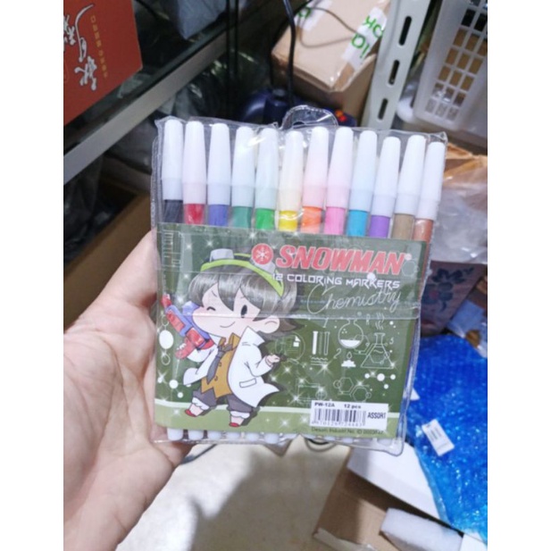 Jual Spidol Snowman 12 Warna Marker Pencil Type | Shopee Indonesia