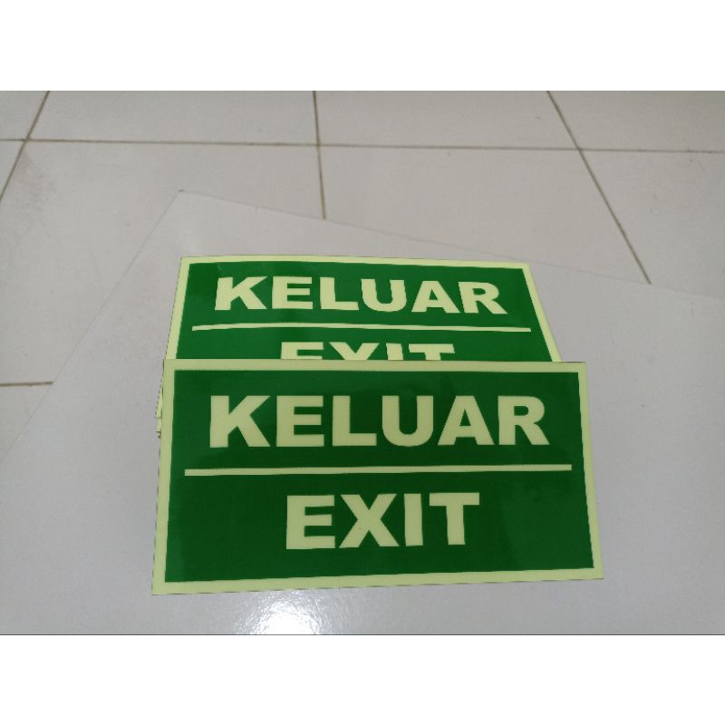 Jual STIKER K3 RAMBU SAFETY KELUAR/EXIT UK10X20CM ( GLOW IN THE DARK ...