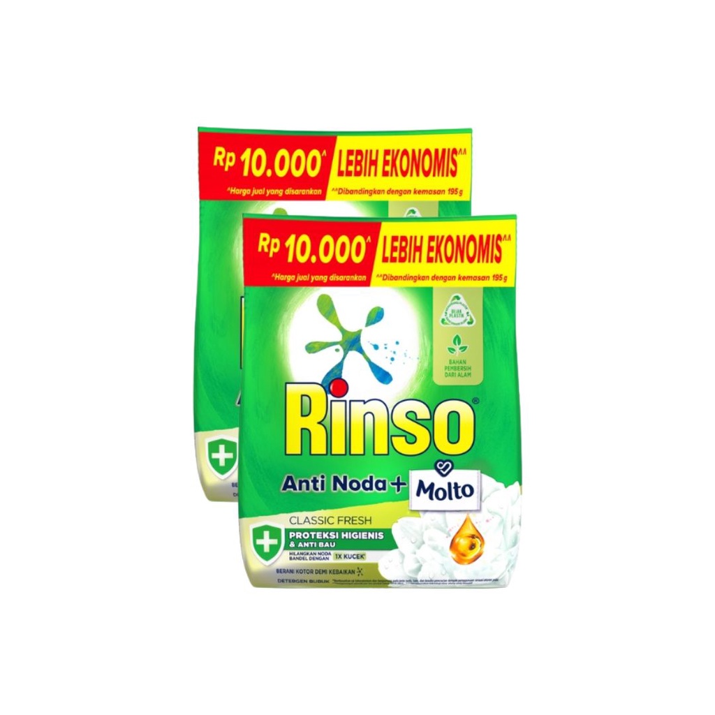 Jual Rinso Anti Noda + Molto Deterjen Bubuk Classic Fresh 2 x 380 gr ...