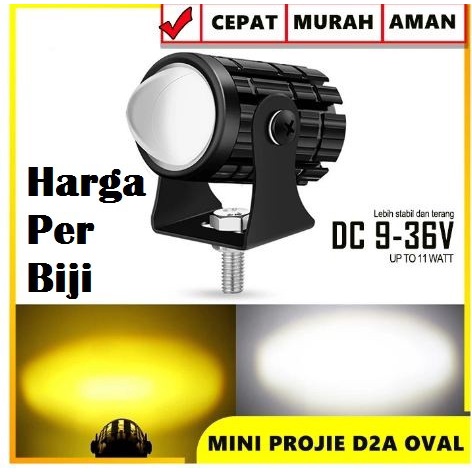Jual Lampu LED D2 OVAL bulat tembak laser gun sepeda motor mini 2 warna ...