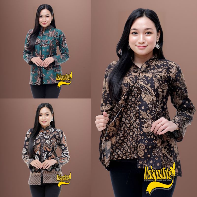 Jual tey-17 Batik wanita ASJ SA HRB026 Kenongo Kemeja Tosca Pendek | Shopee Indonesia