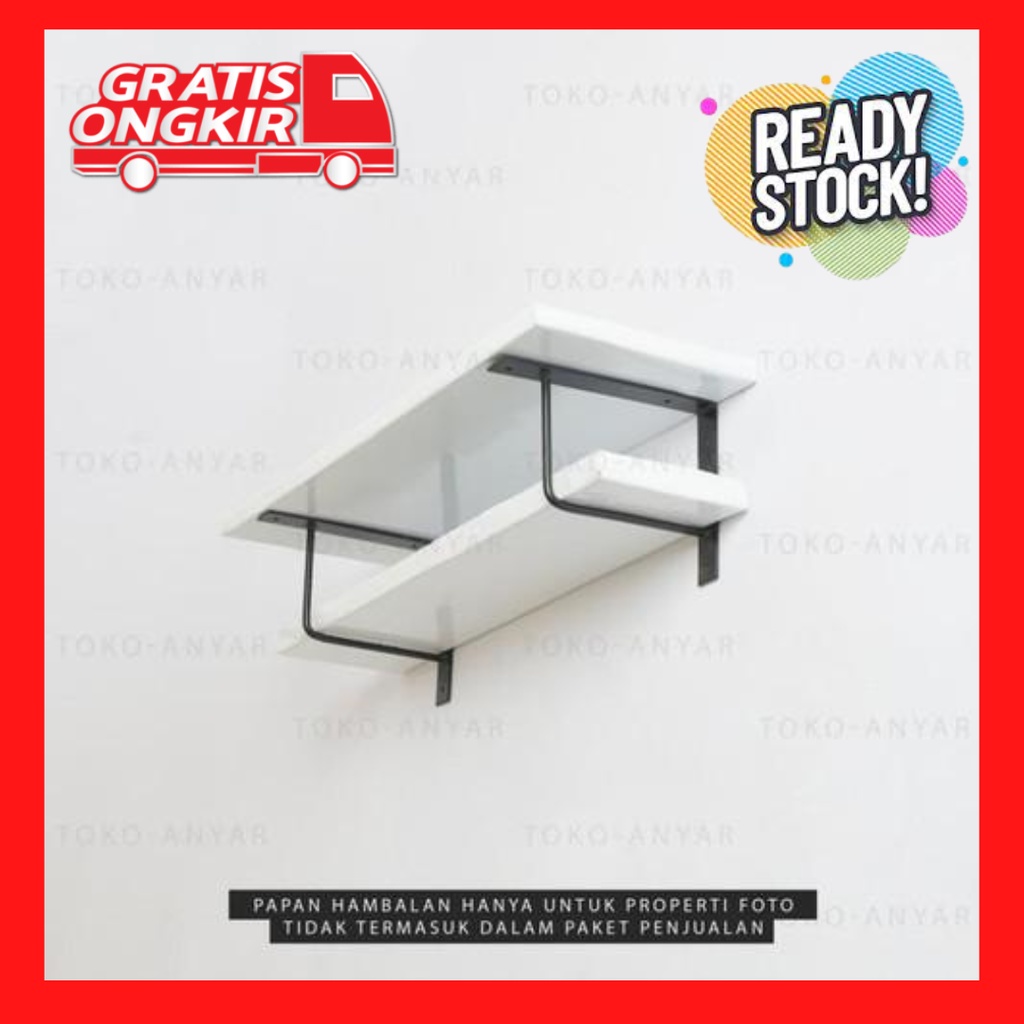 Jual Rak siku besi dinding Ambalan kayu Minimalis - Hitam-Rak Besi Siku ...