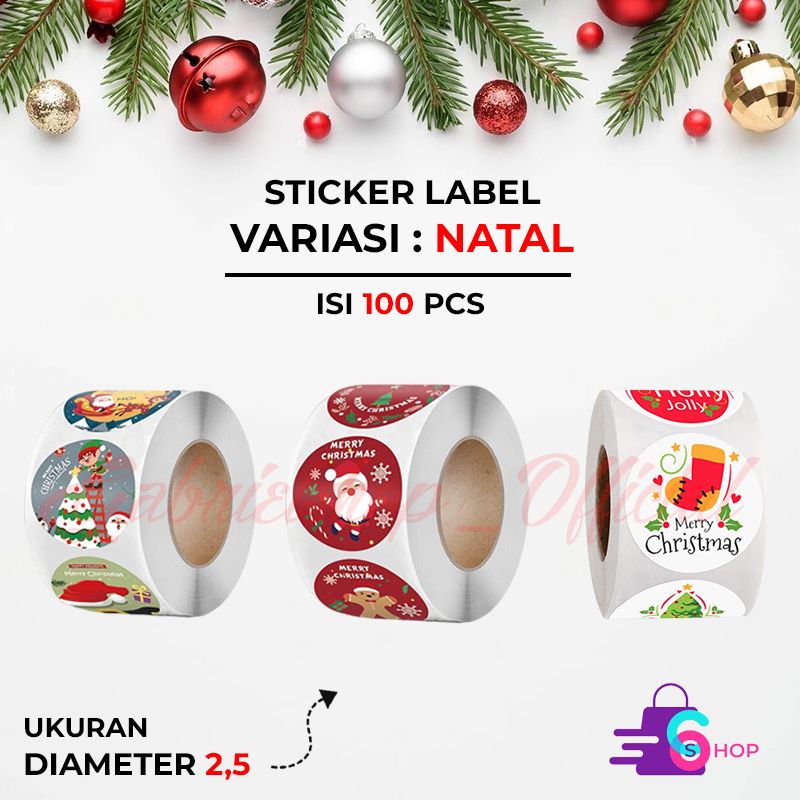 Jual (100pcs) STIKER LABEL ROLL VARIASI NATAL || CHRISTMAS || LIMITED ...