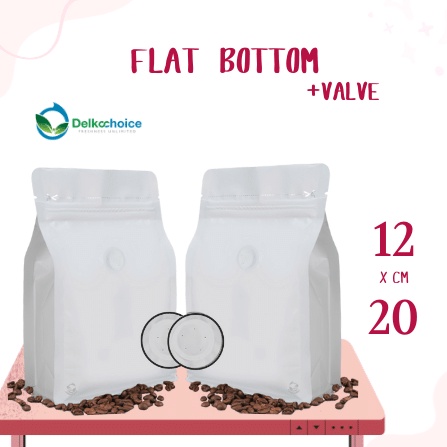 Jual STANDING POUCH FLAT BOTTOM PUTIH + VALVE 12x20 | BUNGKUS KEMASAN KOPI - COFFEE BAG | Shopee ...