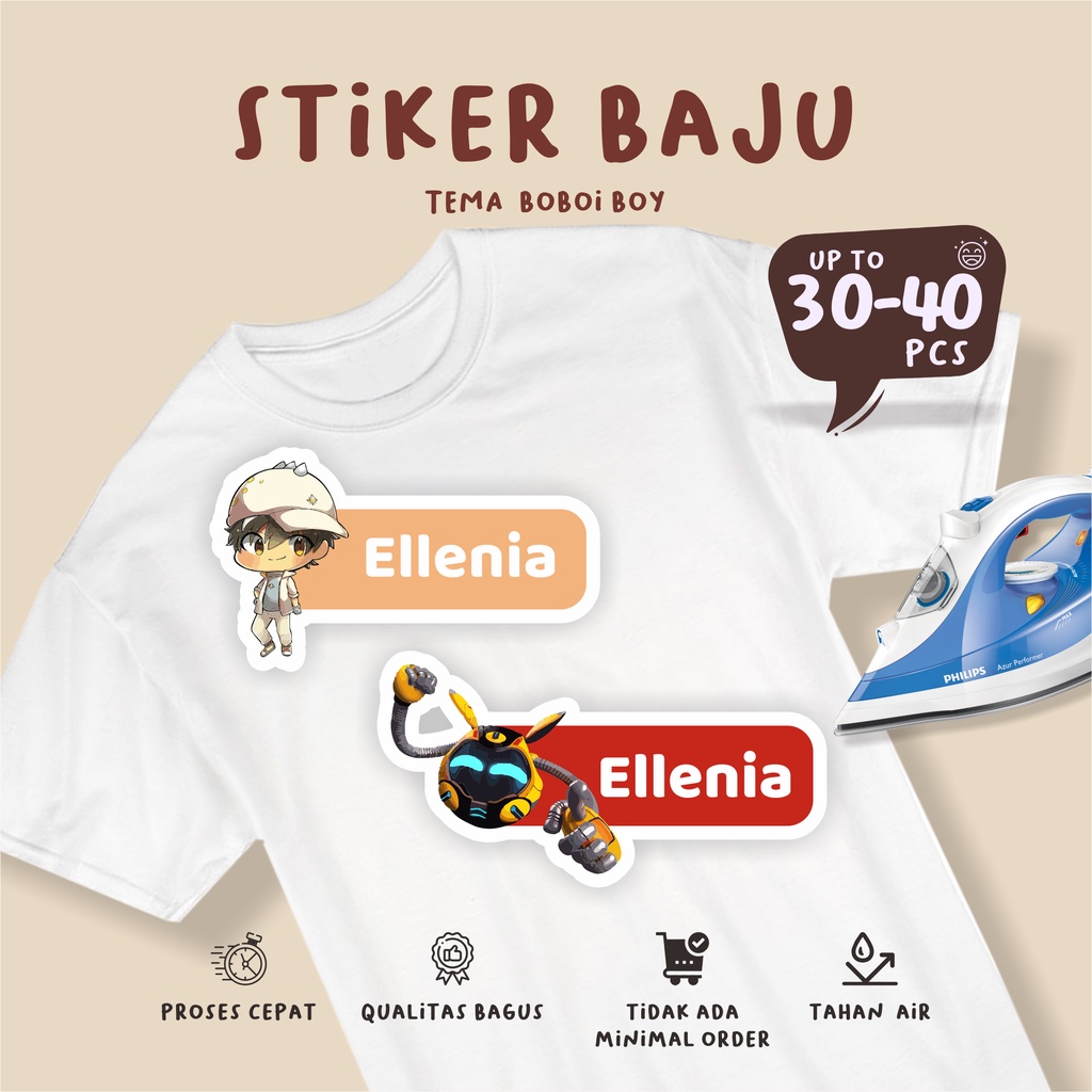 Jual (30-40pcs)Murahh cetak Stiker Kain Label Baju Nama Anak tema ...