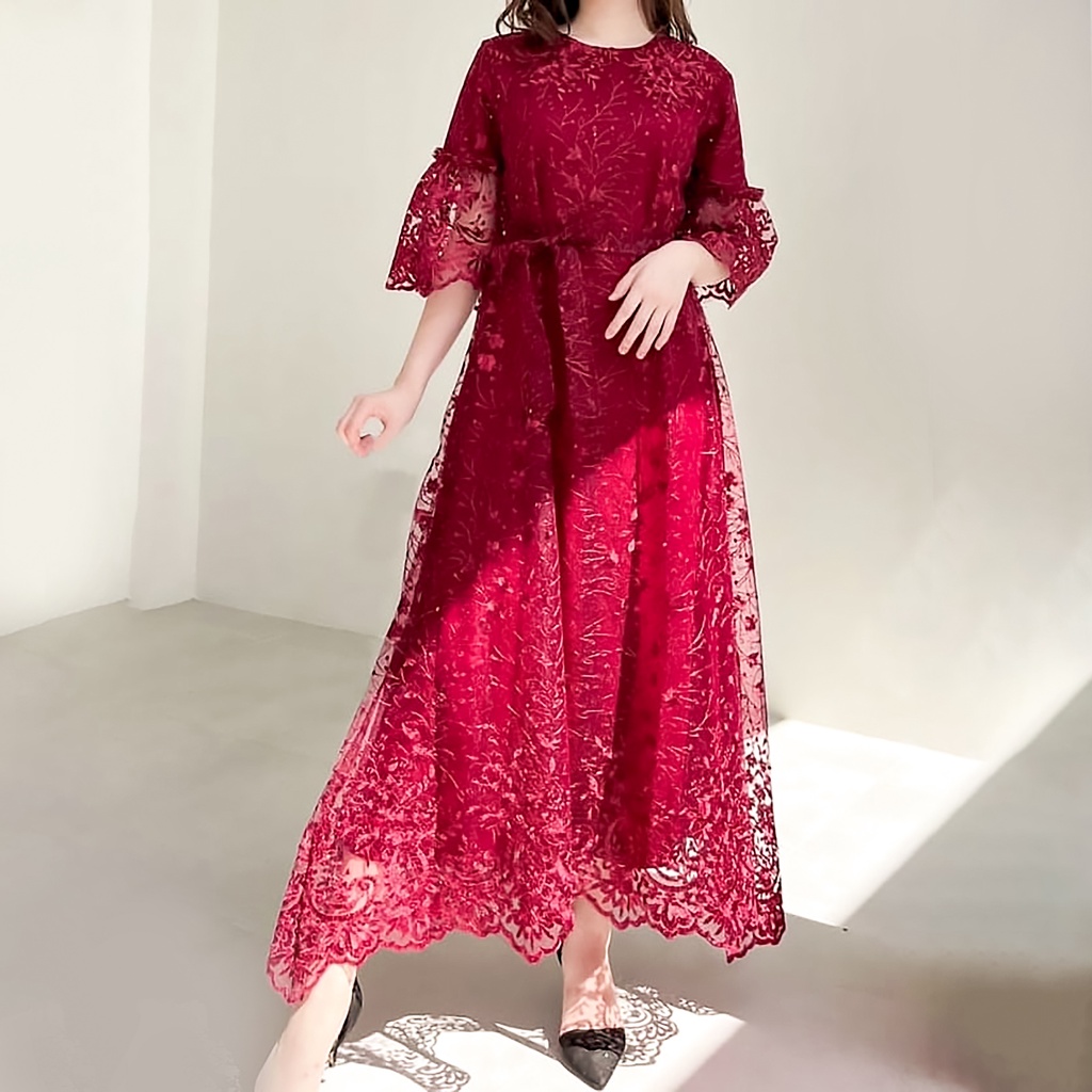 Jual KRISTINE M L XL Midi Dress Natal Terbaru | Rekomendasi Baju Pesta ...