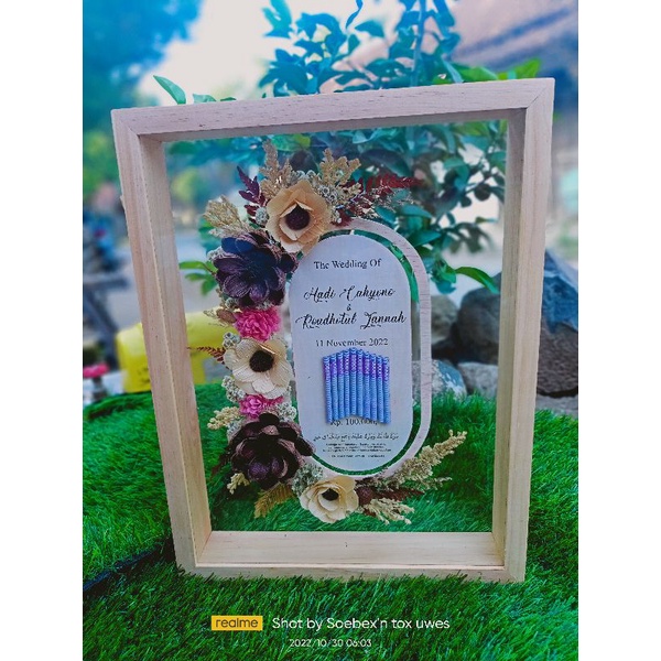 Jual Bingkai Mahar Pernikahan Transparan Akrilik Figura Kayu Mahar 3D ...