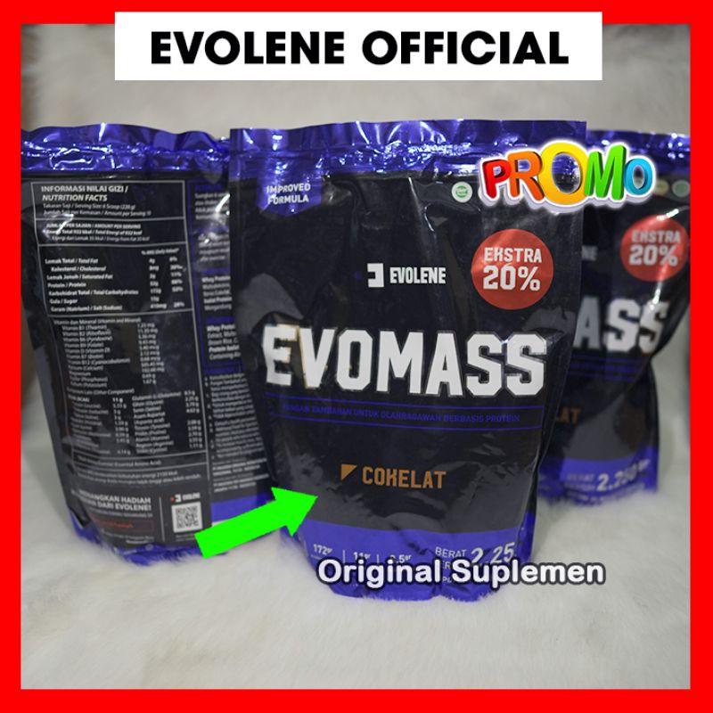 Jual Evomass Evo Mass Evolene Gainer 5lbs 5 Lbs COKELAT COKLAT 2.250gr ...