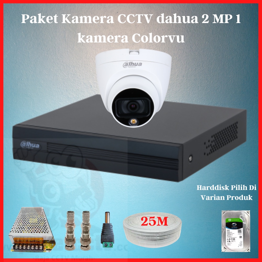 Jual Paket Kamera CCTV Dahua 2MP ColorVU 1 Kamera DVR 4CH XVR1B04-I ...