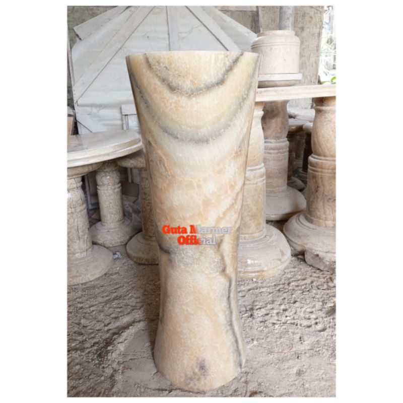 Jual Vas Bunga Cantik Model Obor Mewah Batu Onix Bawean Super Glosy ...