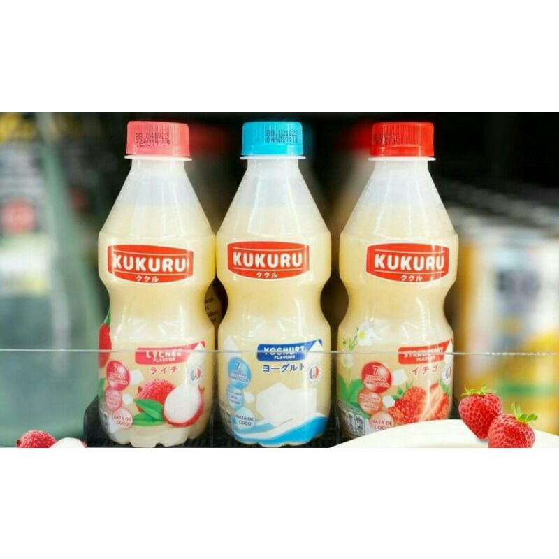 Jual KUKURU YOGHURT WITH NATA DE COCO STRAWBERRY LYCHEE ORIGINAL 280 ML | Shopee Indonesia