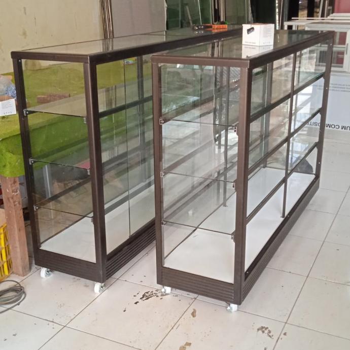 Jual Etalase Kaca / Etalase warna Coklat / Etalase ukuran 1,5 M Coklat ...