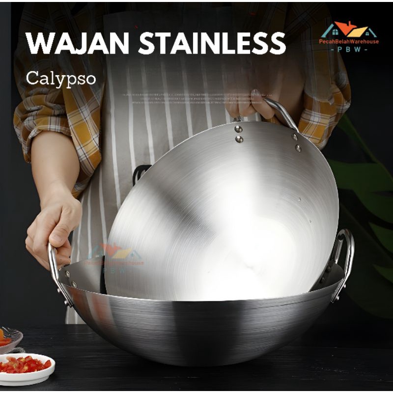 Jual Wajan Stainless Calypso 32cm / Wajan Goreng Anti Lengket / Wajan ...