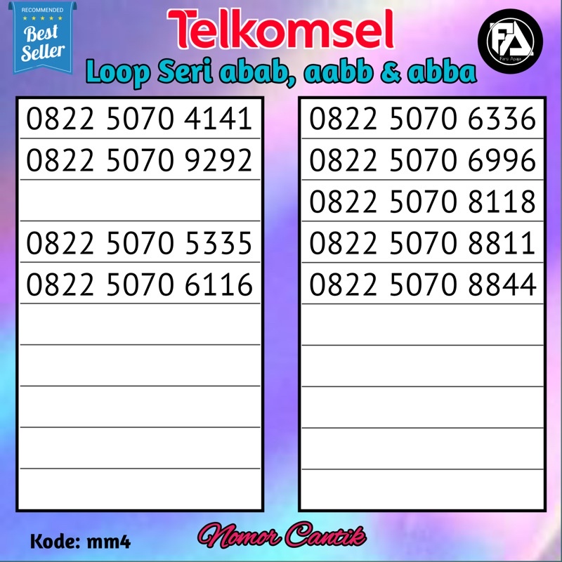 Jual NOMOR CANTIK KARTU PERDANA TELKOMSEL (SIMPATI LOOP) SERI ABAB, AABB, ABBA READY!!! | Shopee ...