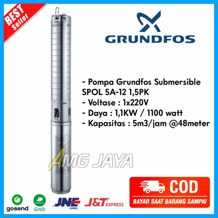 Jual Mesin Pompa Air Satelit Submersible Pump Grundfos SP 5A-12 Oli ...