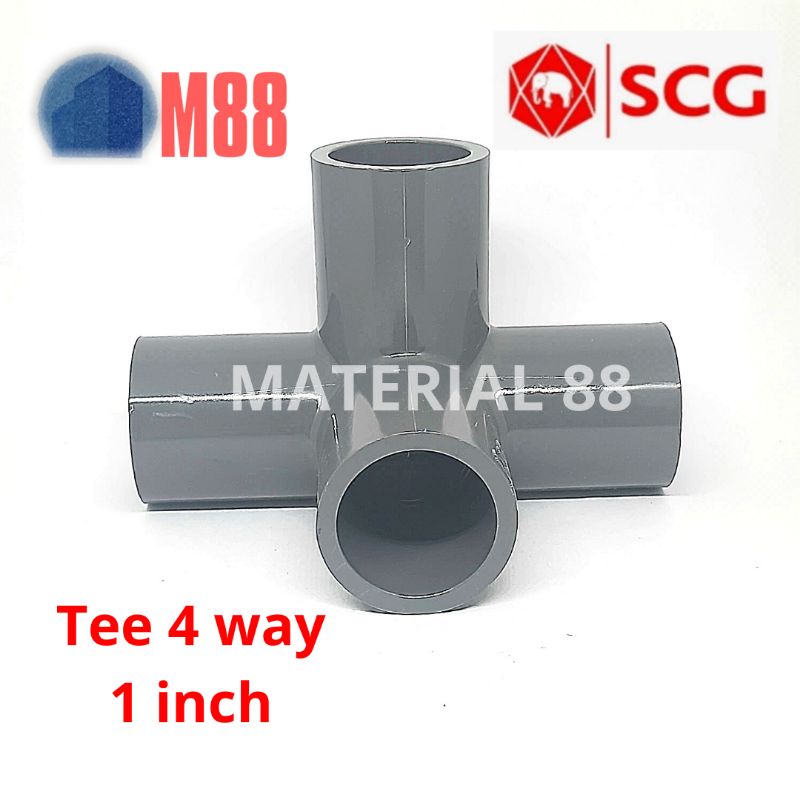 Jual Tee 4 Way 1 inch AW SCG Te Elbow 90 T Cabang 4 Tee Hidroponik ...