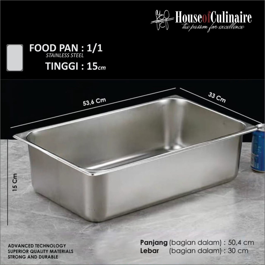 Jual Food Pan Stainless 1/1 Tinggi 15 cm Gastronom Pan | Shopee Indonesia