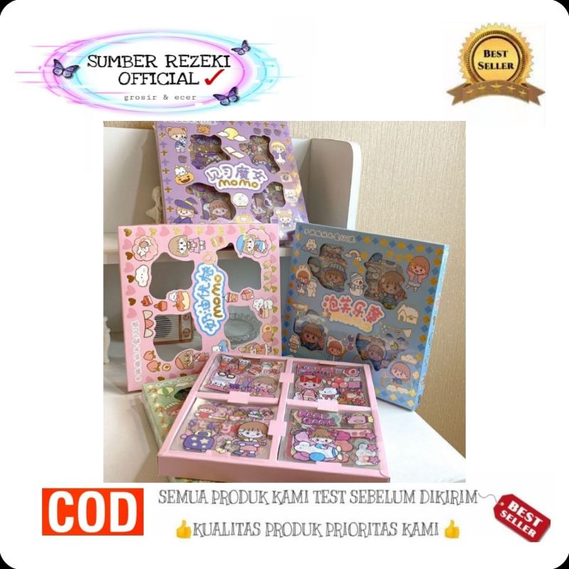 Jual SR - 100 Lembar Stiker 2D momo dan mimi 2D Sticker botol minum 2D ...