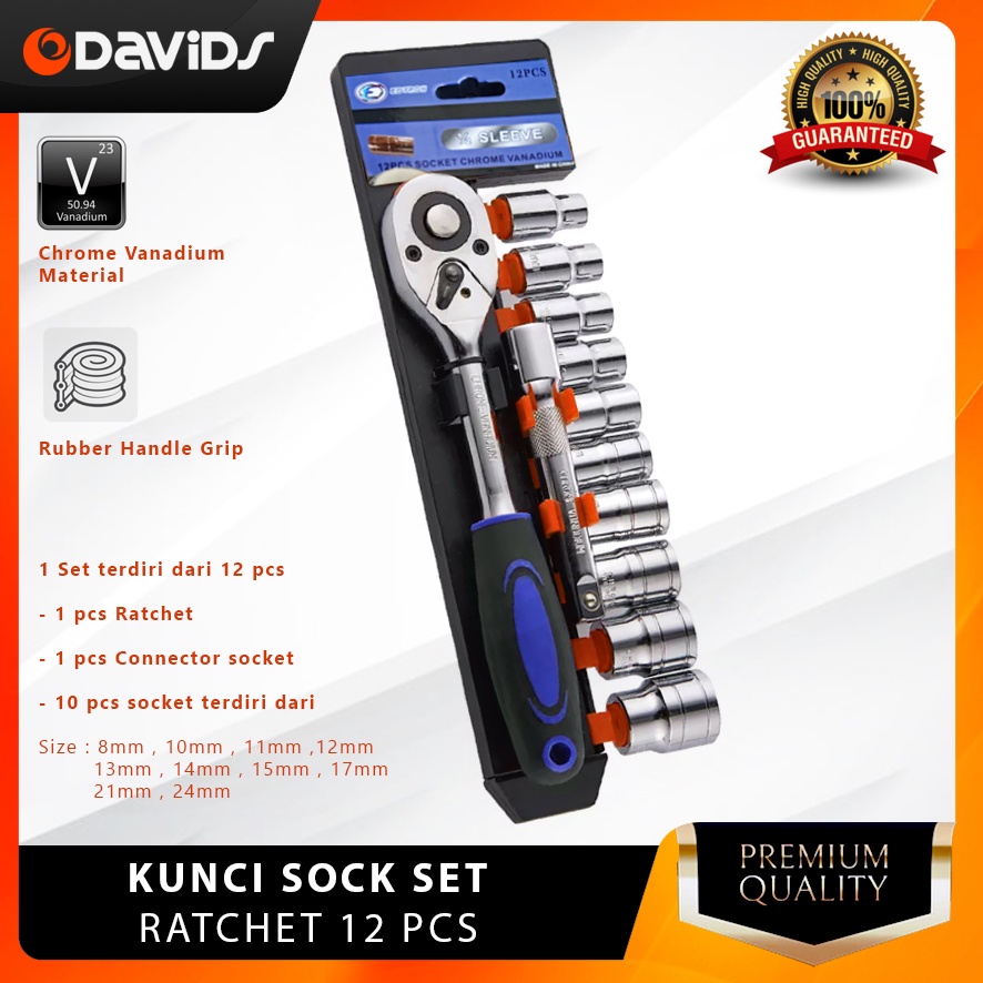 Jual Kunci Socket Set Shock Sock Sok Shok Ratchet Krek Wrench Tools 12 ...