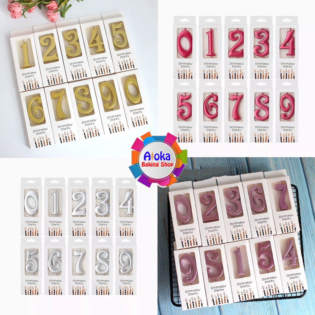 Jual Lilin angka ulang tahun Gold Silver Red Pink Blue | Shopee Indonesia