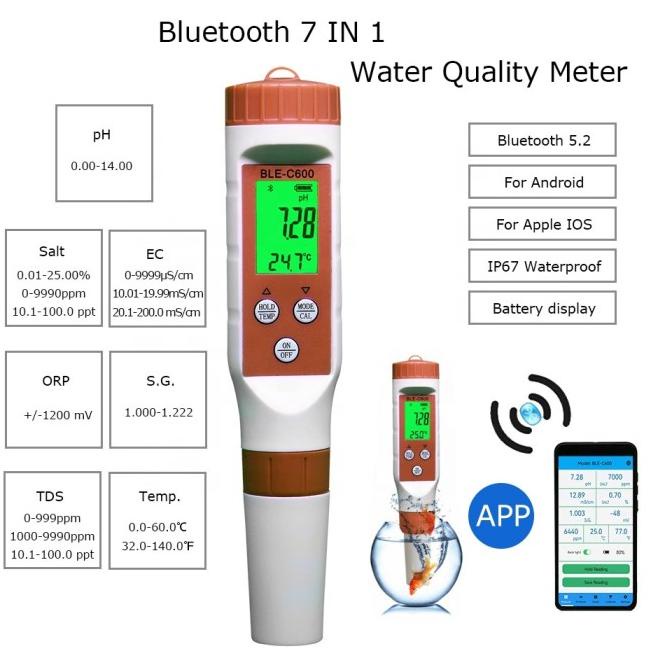 Jual Bluetooth 7 In 1 Ph Ec Tds Orp Salinity Specific Gravity Sg Meter ...
