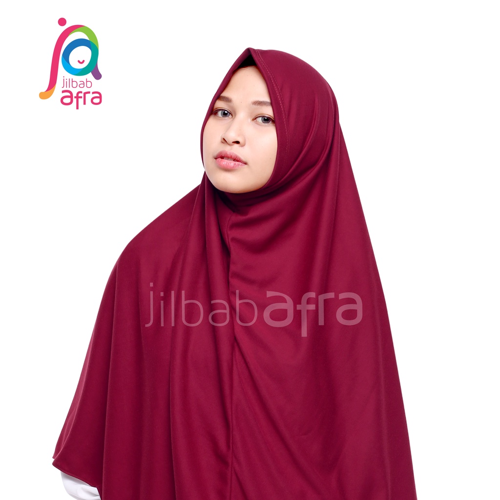 Jual Jilbab Afra Syifa Bergo Kaos Nonpet Arfa Maroon | Shopee Indonesia