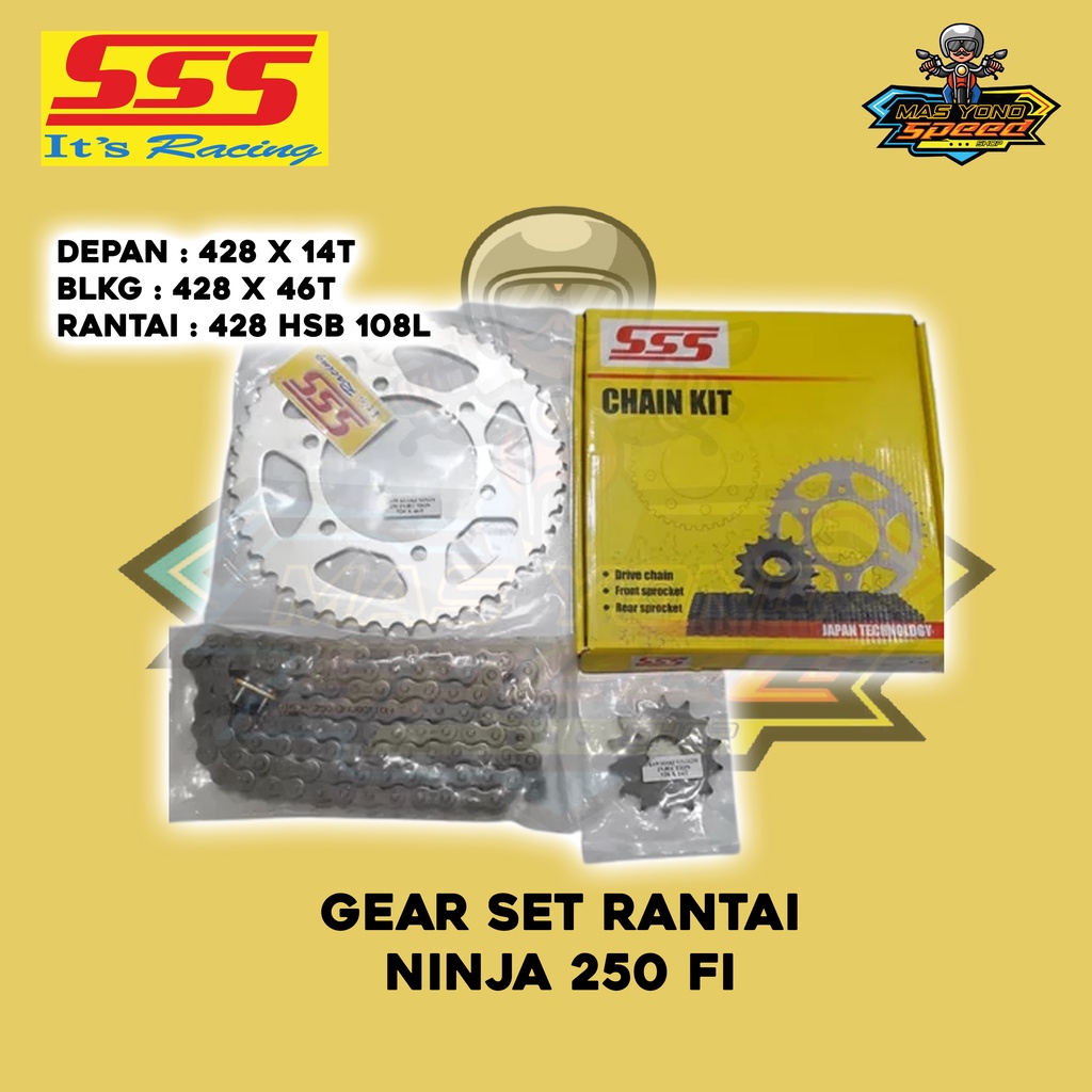 Jual SSS Chain Kit Gear Gir Set Rantai Harian Touring Kawasaki Ninja 250 250fi Z250 Injeksi ...