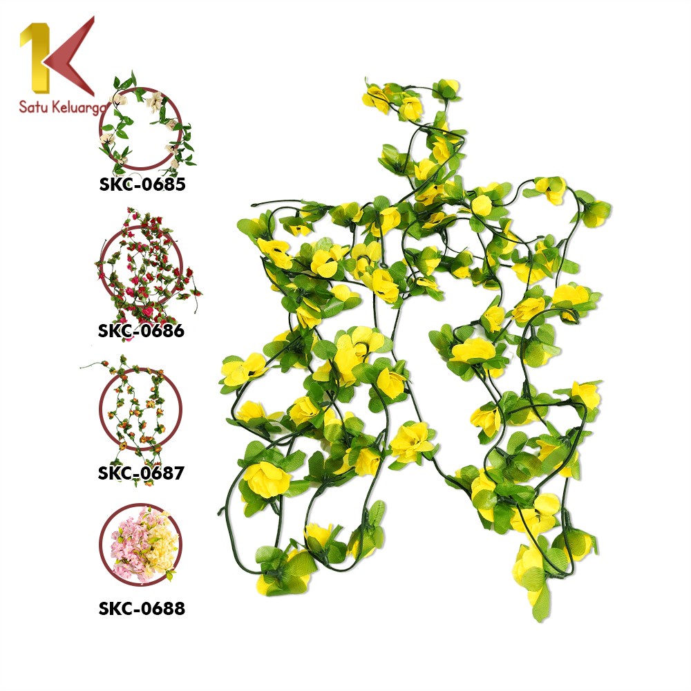 Jual Satu Keluarga Bunga Rambat Plastik Peony Juntai Mawar C685 C688 ...