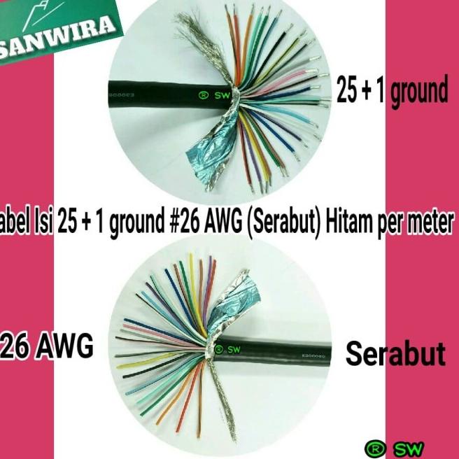 Jual Kabel Isi 25 + 1 ground #26 AWG (Serabut) Hitam per meter | Shopee ...