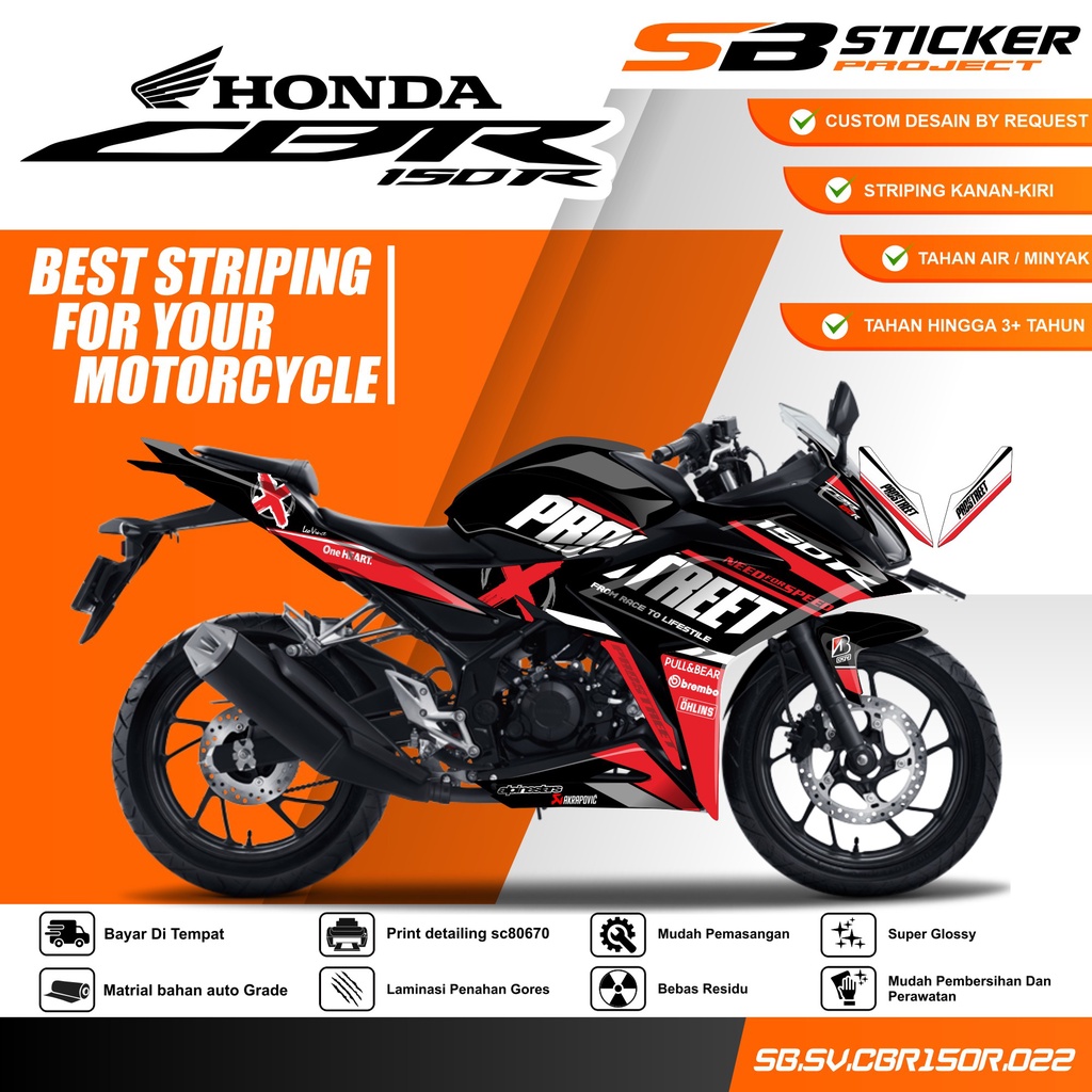 Jual STRIPING CBR 150R- STICKER HOLOGRAM HONDA CBR 150R TERBARU SB 022 ...