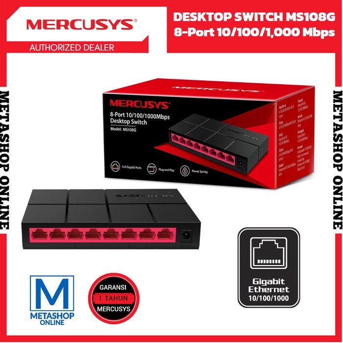 Jual Mercusys MS108G Desktop Switch 8 Port 10/100/1000 Mbps Gigabit Hub | Shopee Indonesia