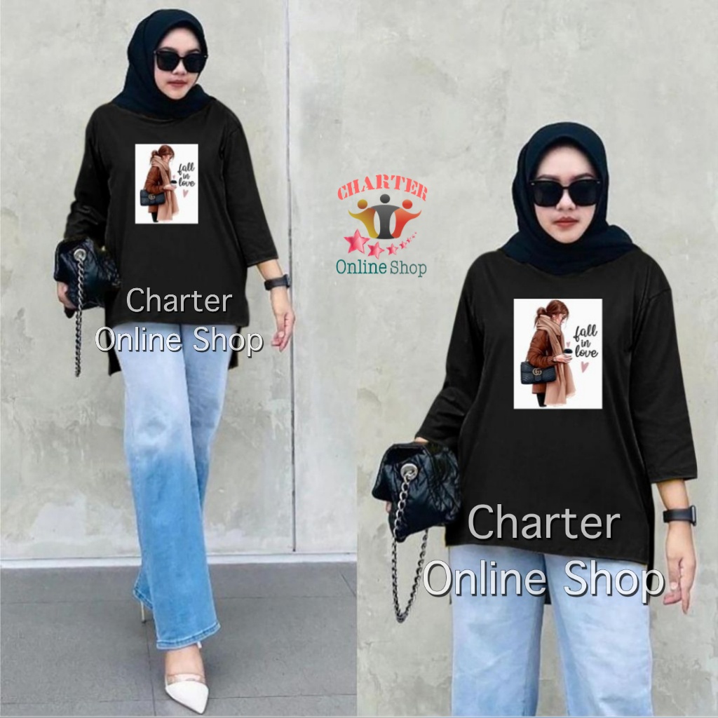 Jual Atasan Oversize Gambar Women 008 / Kaos Oversize Lengan 7/8 Print ...
