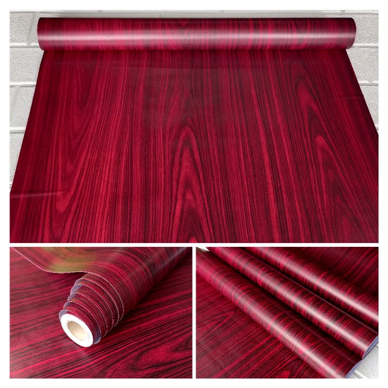 Jual Wallpaper sticker motif kayu merah elegant minimalist kwalitas ...