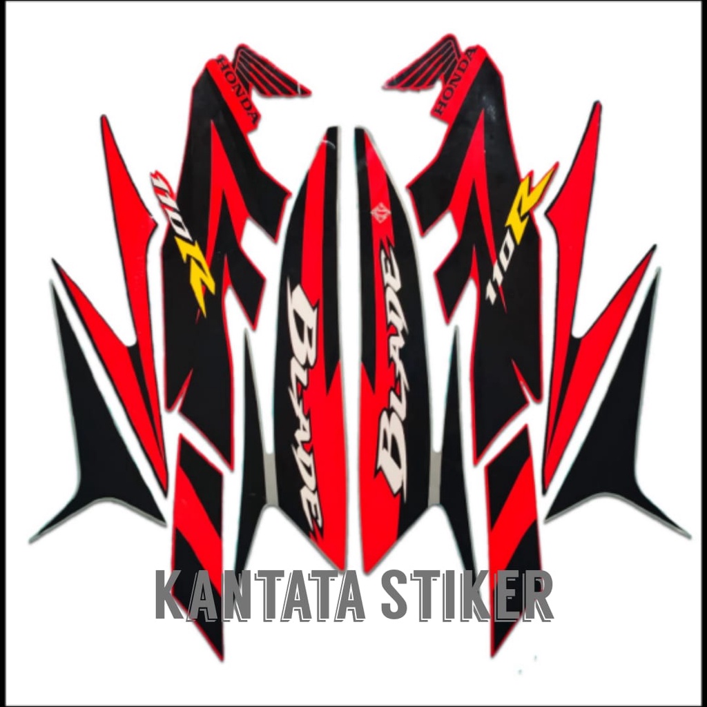 Jual STIKER STRIPING LIS LES BODY MOTOR HONDA BLADE 110R 2009 ABU-MERAH ...