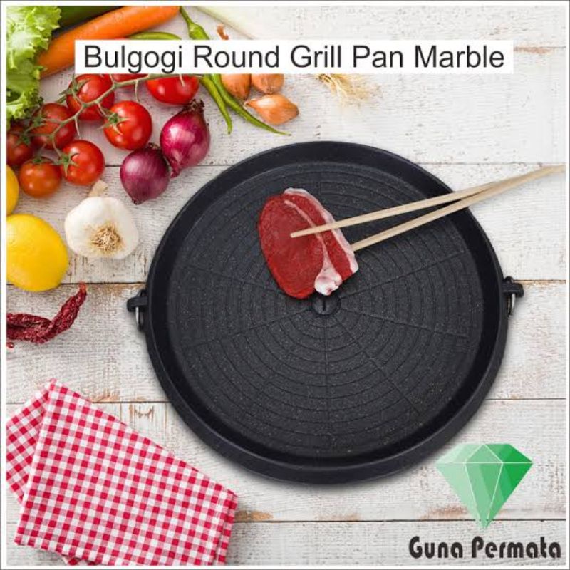 Jual Bulgogi Pan 30cm BBQ Grill Pan Wajan Panggang Bulat Idola | Shopee ...