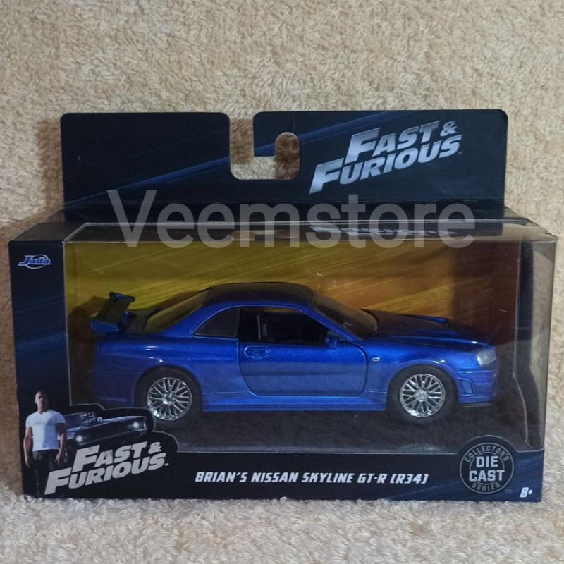 Jual Die Cast 1:32 Nissan Skyline GT-R [BNR34] Bryan Fast N Furious ...