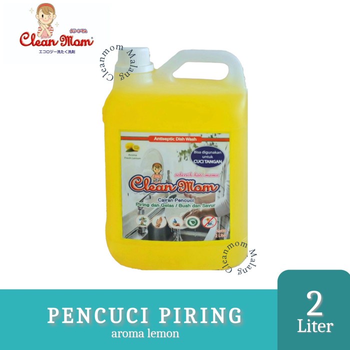 Jual Sabun Pencuci Piring & Tangan Antiseptic Clean Mom 2 Litter ...