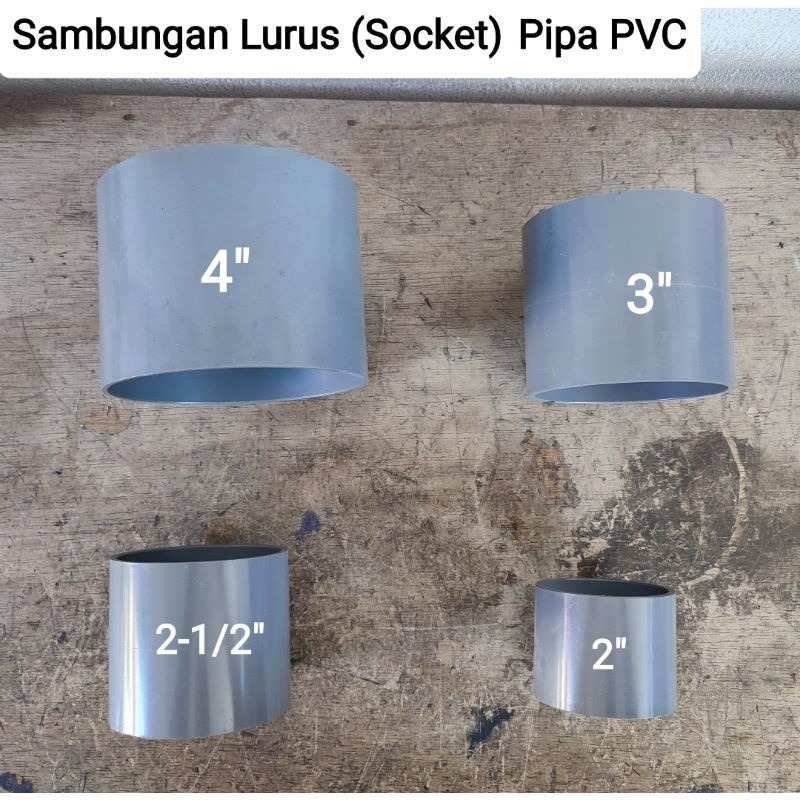 Jual Sambungan pipa PVC D paralon Lurus Sock Sok 2 2,5 2-1/2 3 4 inch ...