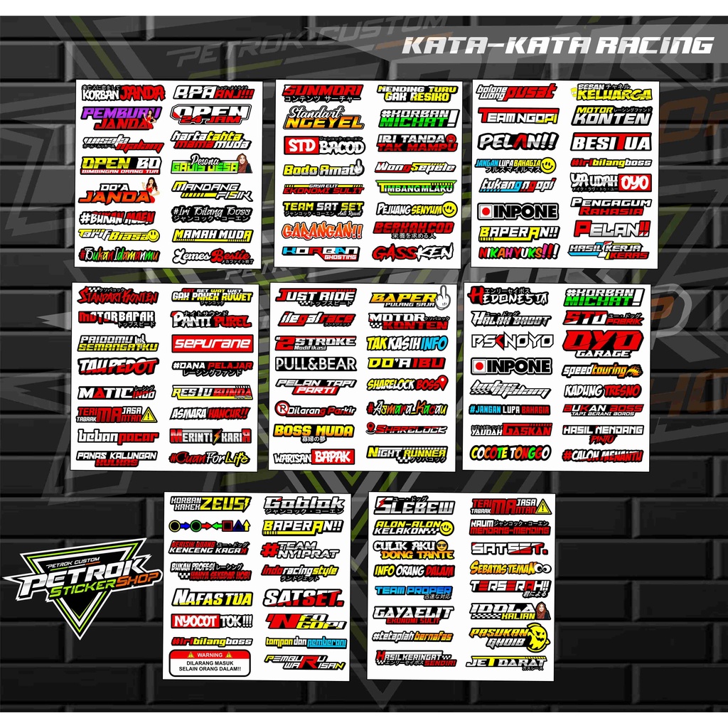 Jual STIKER PACK KATA KATA - STIKER RACING LENGKAP - STIKER RACING ...