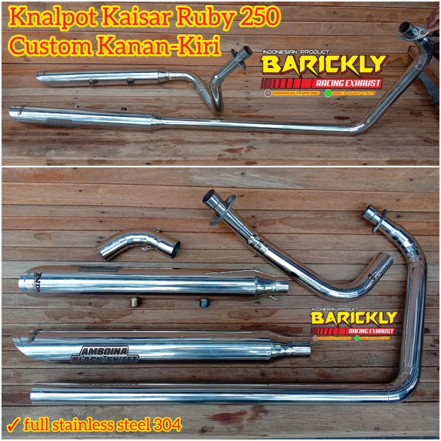 Jual Knalpot Kaisar Ruby V250 250cc Custom Kanan Kiri Original Barickly ...
