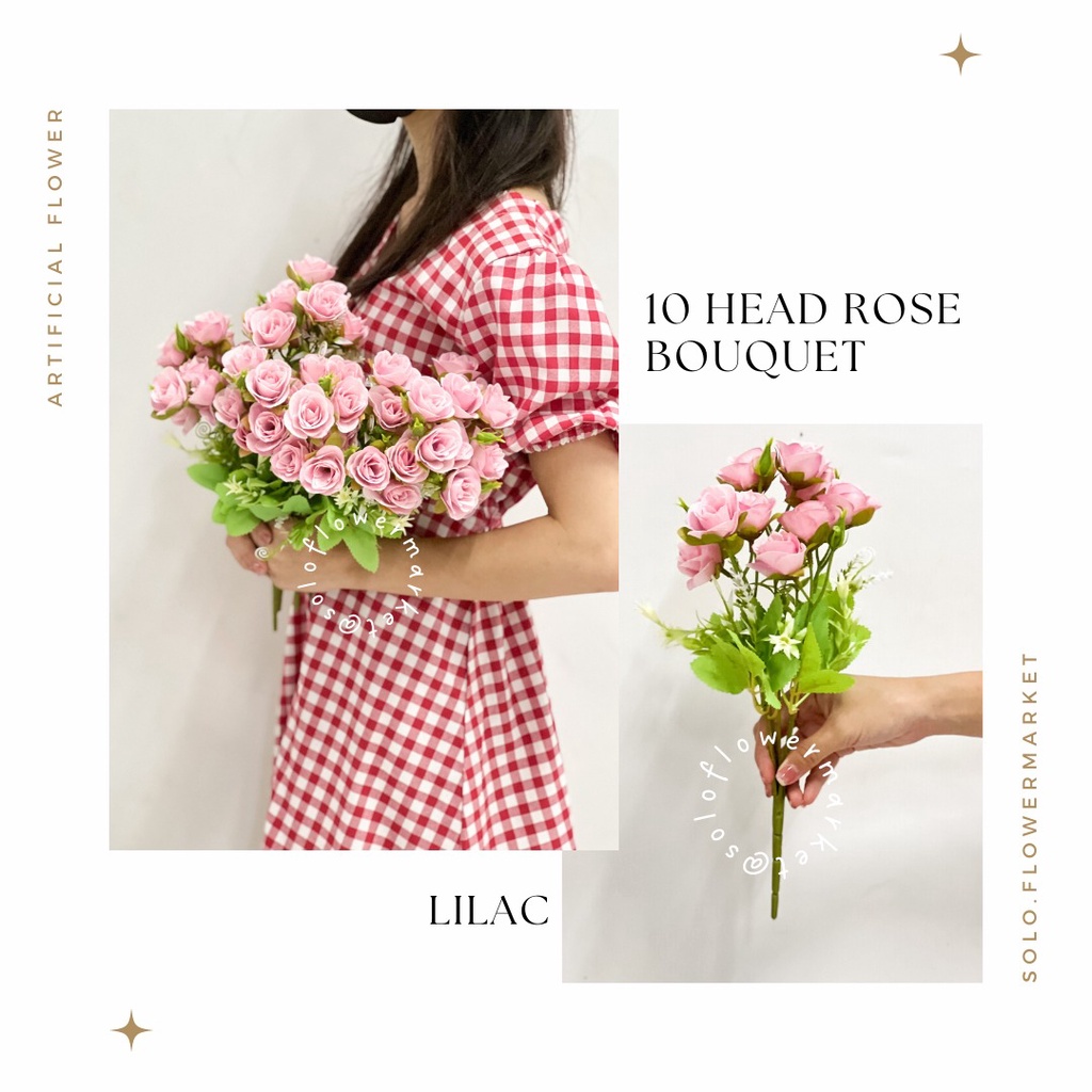 Jual TERMURAH 10 HEAD ROSE BOUQUET BUNGA MAWAR KECIL HIAS ARTIFICIAL ...